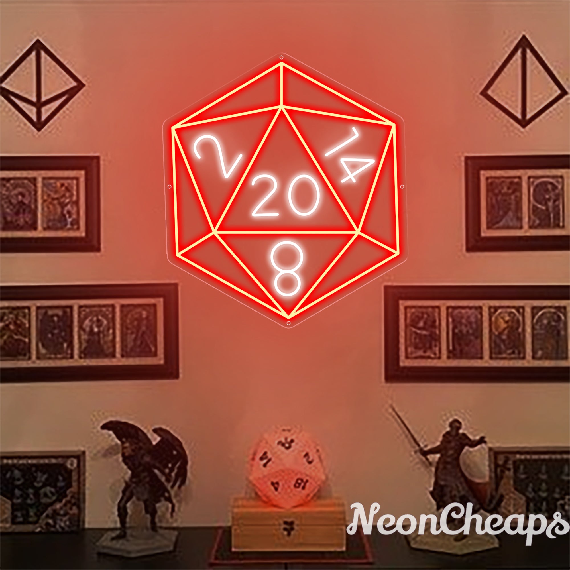 DND Dice Neon Sign | LED Neon Sign | Dungeons & Dragons