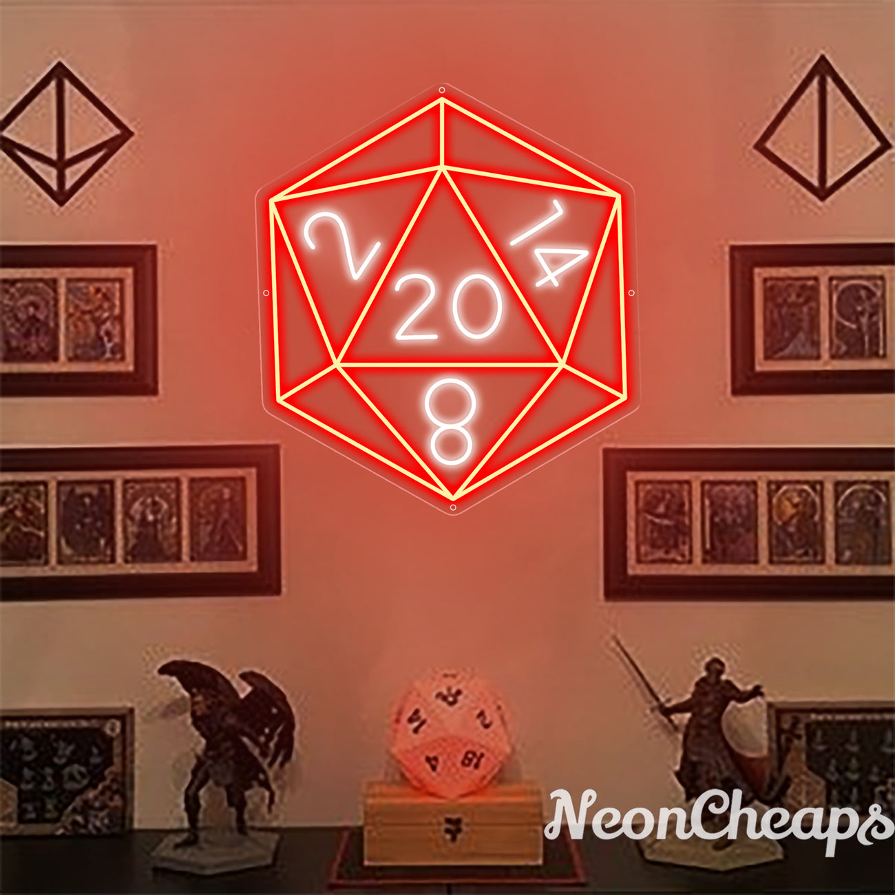 DND Dice Neon Sign | LED Neon Sign | Dungeons & Dragons