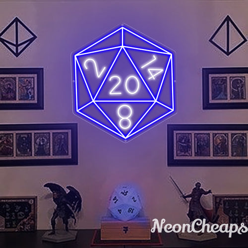 DND Dice Neon Sign | LED Neon Sign | Dungeons & Dragons