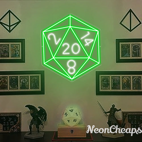 DND Dice Neon Sign | LED Neon Sign | Dungeons & Dragons