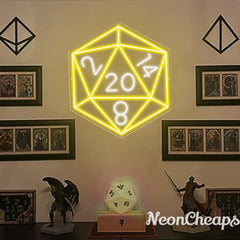 DND Dice Neon Sign | LED Neon Sign | Dungeons & Dragons